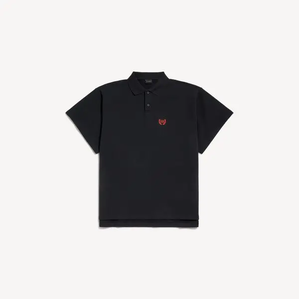 Balenciaga Laurel Classic Short Sleeve Oversized Polo - Black