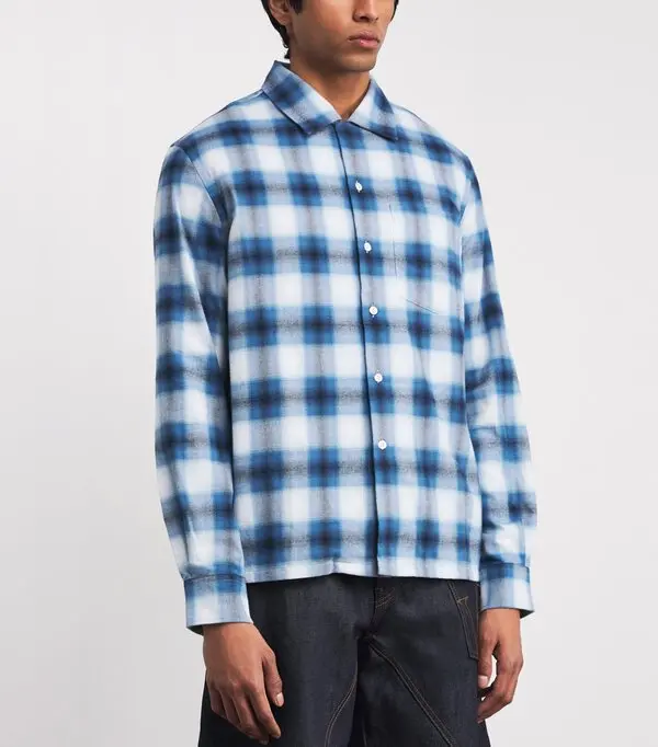 JW Anderson Brushed Gradient-check Overshirt