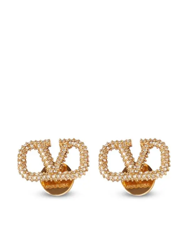 Valentino Garavani Vlogo Signature Strass Stud Earrings - Gold