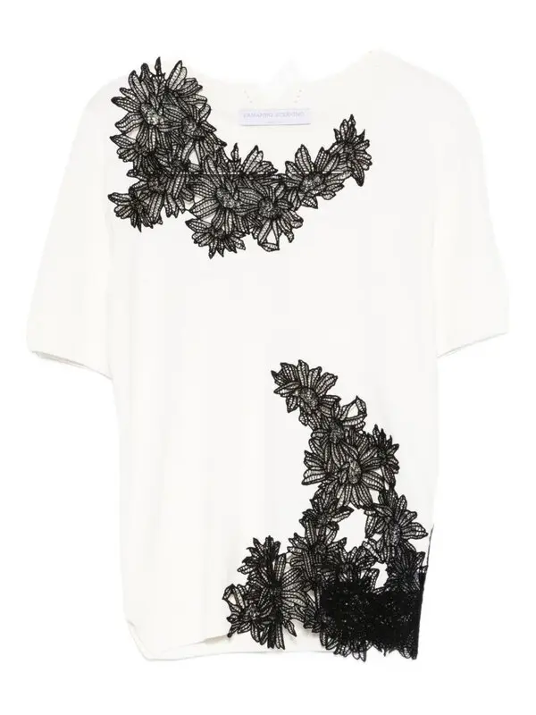 Ermanno Scervino Embroidered Short Sleeve Top - White