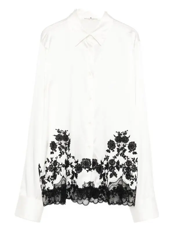 Ermanno Scervino Silk Embroidered Shirt - White