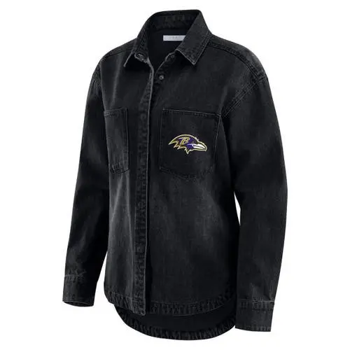 WEAR BY ERIN ANDREWS Baltimore Ravens Oversized Denim Shacket