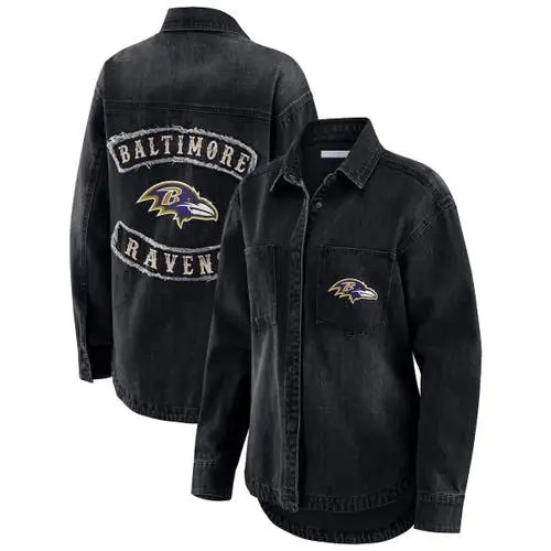 WEAR BY ERIN ANDREWS Baltimore Ravens Oversized Denim Shacket