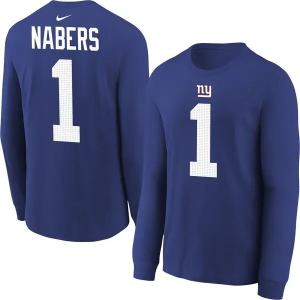 Nike Youth Malik Nabers New York Giants Player Name & Number Long Sleeve T-shirt - Royal