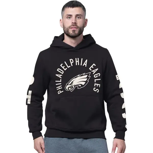STARTER Philadelphia Eagles Handoff Fleece Hoodie Sweatshirt - Black