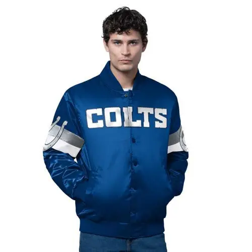 STARTER Indianapolis Colts Triple Option Satin Varsity Full-snap Jacket - Royal