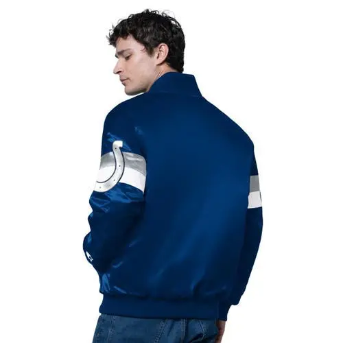 STARTER Indianapolis Colts Triple Option Satin Varsity Full-snap Jacket - Royal