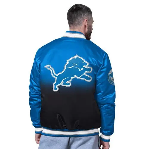STARTER Detroit Lions Pass Rush Varsity Full-snap Jacket - Blue