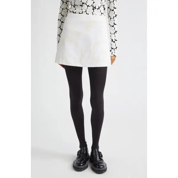 Marimekko Kirjasto Unikko Jacquard A-line Faille Miniskirt - White Light Grey