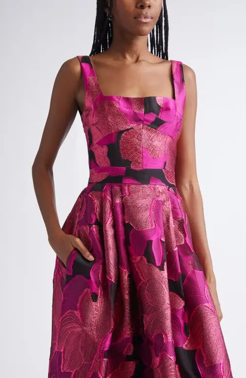 St. John Metallic Jacquard Organza Gown In Hot Pink - 40% Off | Editorialist