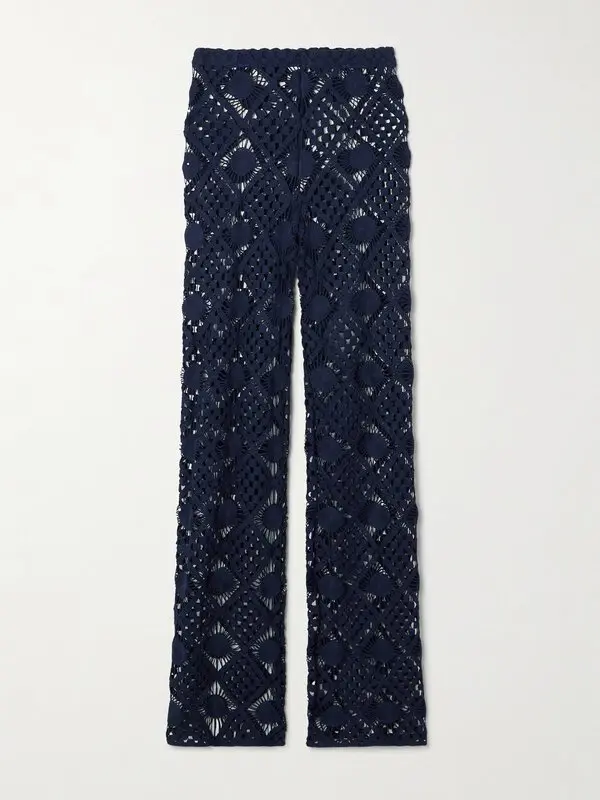 SARA CRISTINA Playa Crocheted Cotton Pants - Blue
