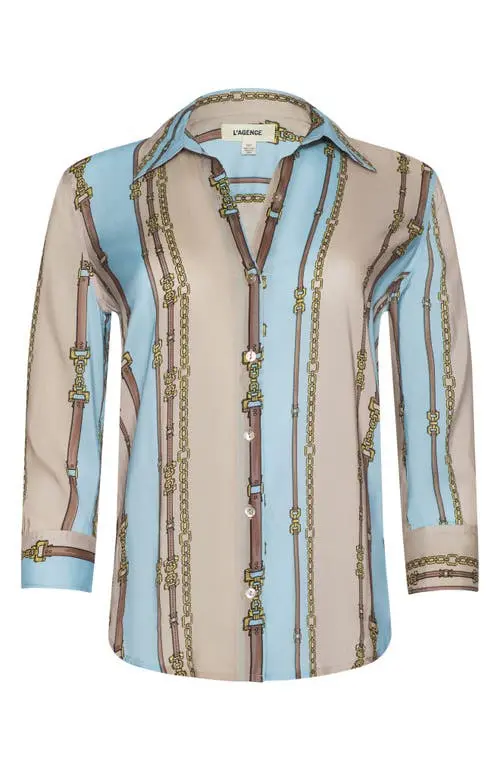 L'Agence Camille Chain Print Button-up Shirt