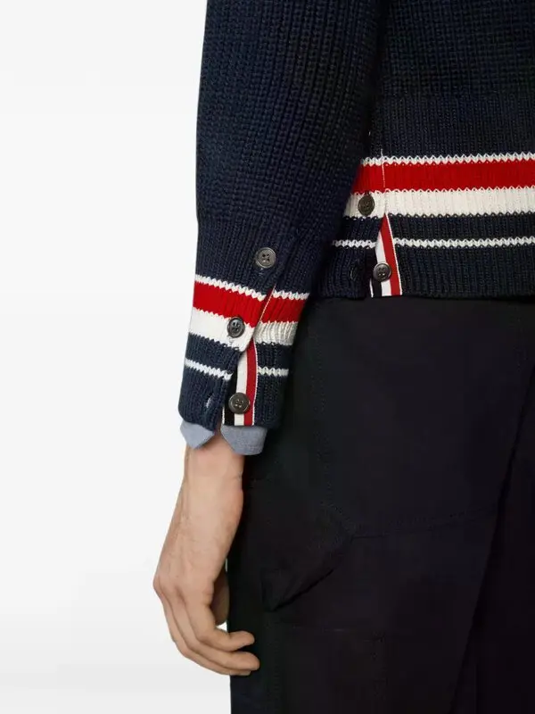Thom Browne Button-fastening V-neck Cotton Cardigan