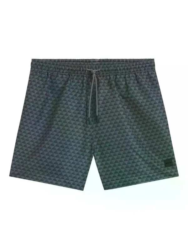 BOSS Geometric-print Swim Shorts - Grey