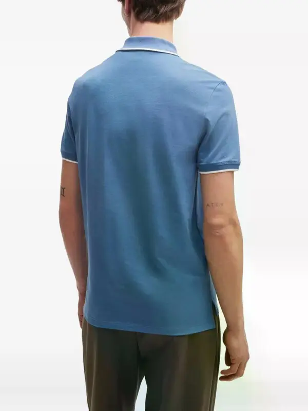 Hugo Contrast-trim Polo Shirt - Blue