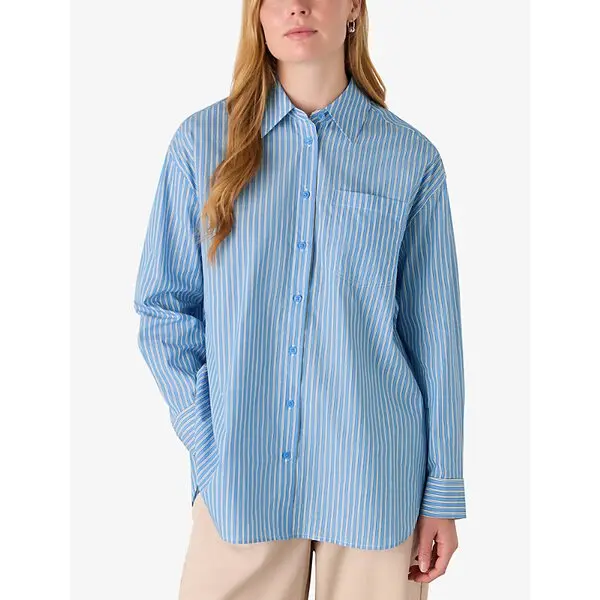 Whistles Striped Cotton Oversized Fit Shirt - Multi-coloured
