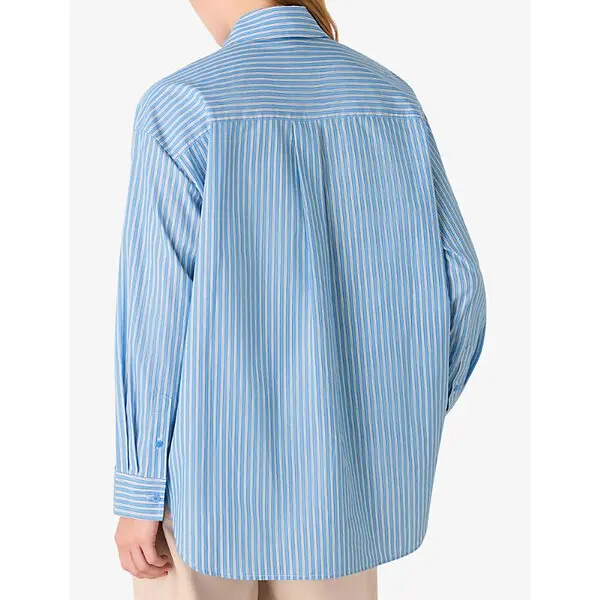 Whistles Striped Cotton Oversized Fit Shirt - Multi-coloured