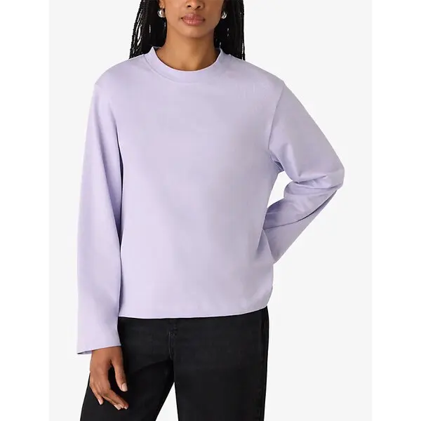Whistles Round-neck Long-sleeve Cotton-jersey Top - Lilac
