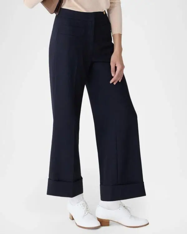 CALLAS MILANO Brody Cropped Wide-leg Pants - Navy