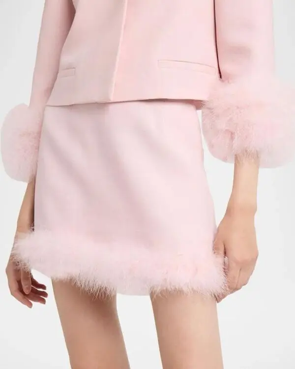 Valentino Garavani Feather-trim Crepe Couture Mini Skirt - Rose