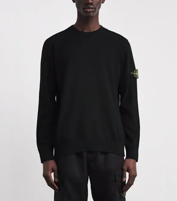 Stone Island Virgin Wool Crewneck Sweater - Black