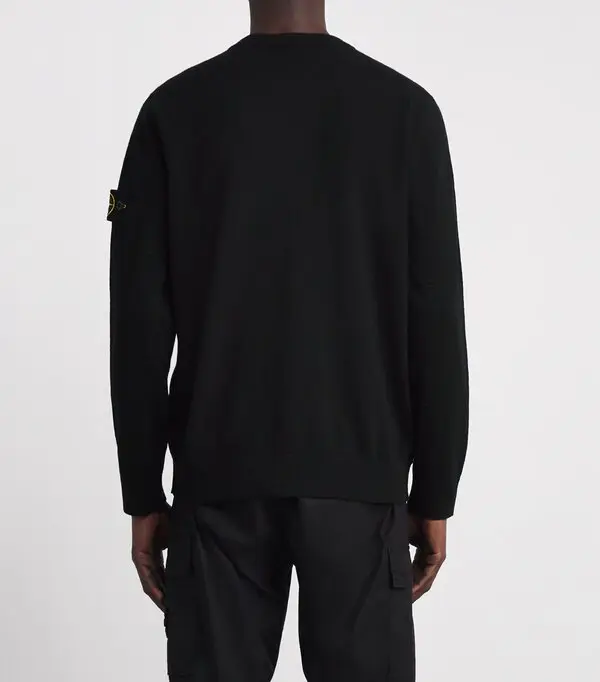 Stone Island Virgin Wool Crewneck Sweater - Black