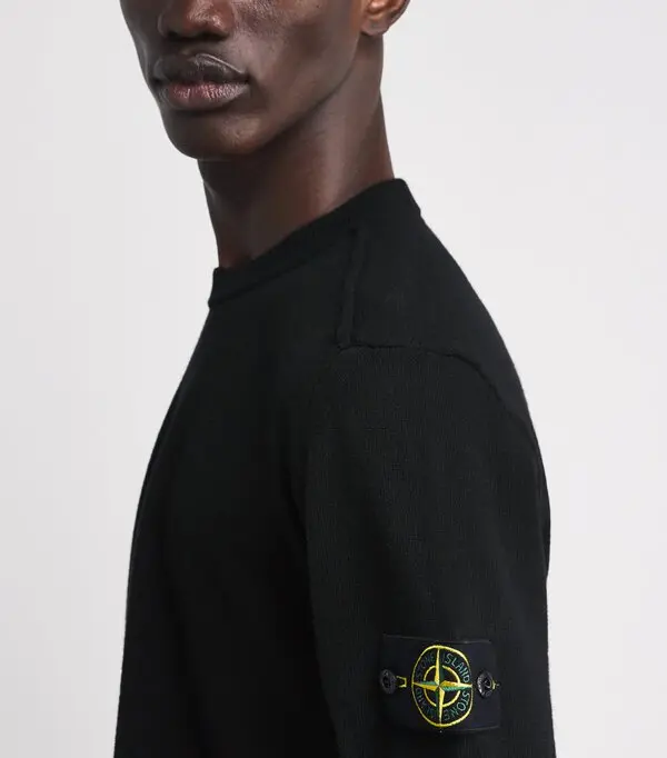 Stone Island Virgin Wool Crewneck Sweater - Black