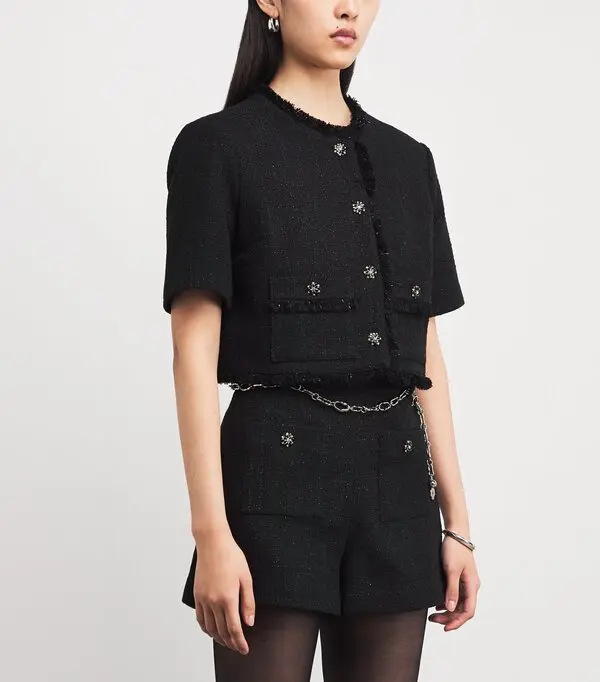 Maje Tweed Rhinestone-embellished Jacket