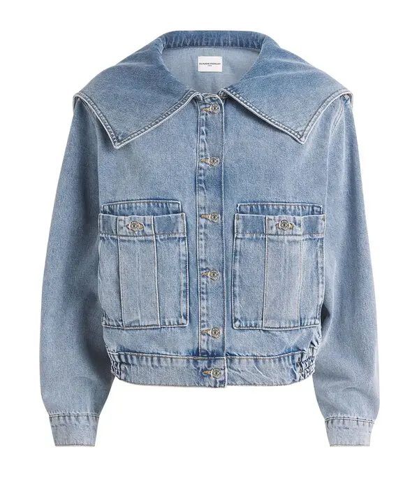 Claudie Pierlot Oversized Collar Denim Trucker Jacket