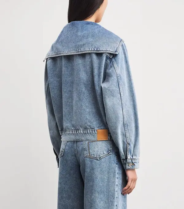 Claudie Pierlot Oversized Collar Denim Trucker Jacket
