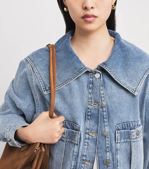 Claudie Pierlot Oversized Collar Denim Trucker Jacket