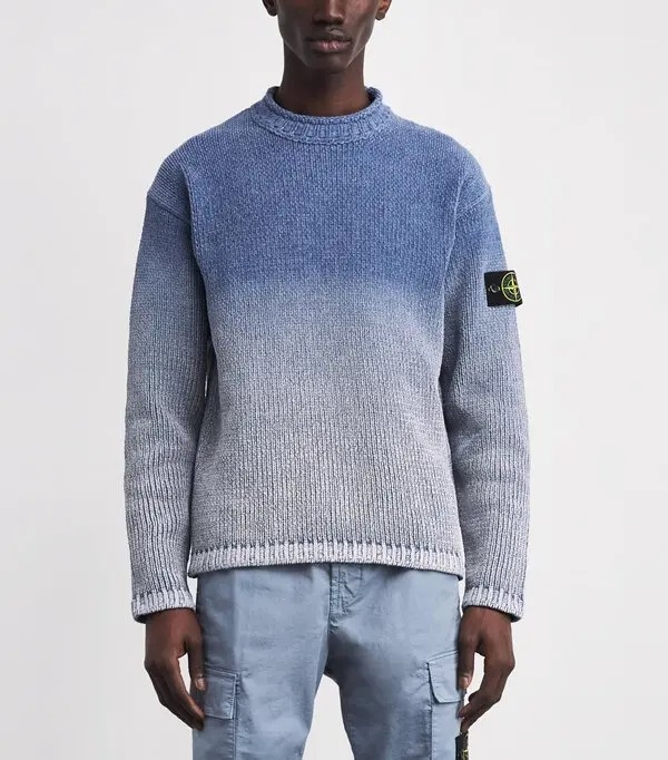 Stone Island Cotton Coated Gradient Sweater - Blue