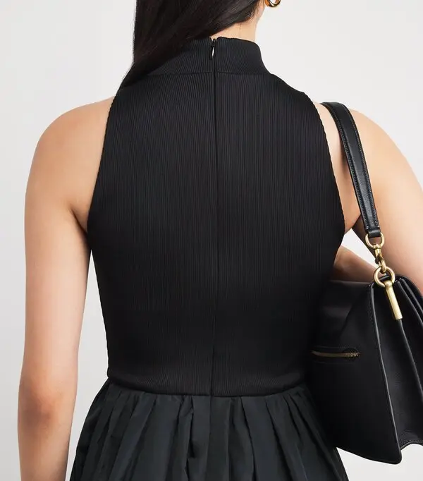 Maje Rib-knit Taffeta Midi Dress