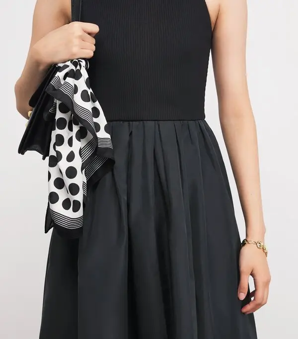 Maje Rib-knit Taffeta Midi Dress