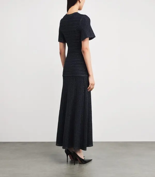 Sandro Knitted Rhinestone Maxi Dress