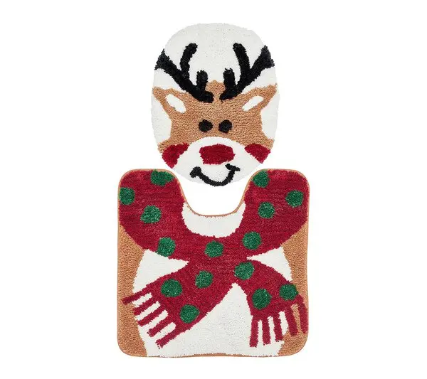 VCNY HOME Multi Reindeer Holiday Bath Rug Set, Count - One-color