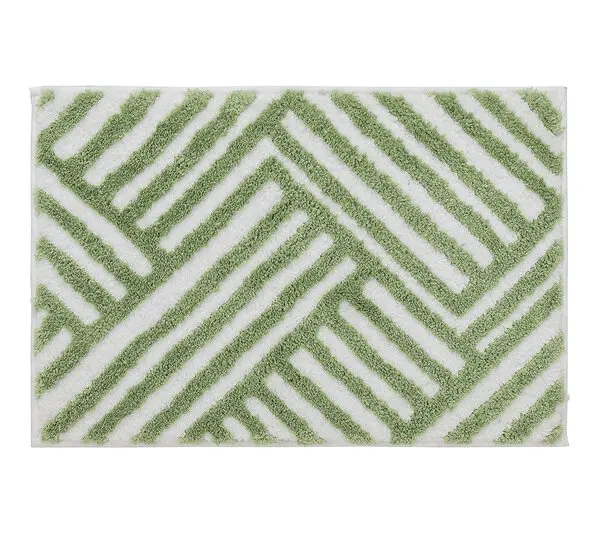 VCNY HOME Green Geometric Lines Tufted Bath Rug, 18' X 27 - One-color