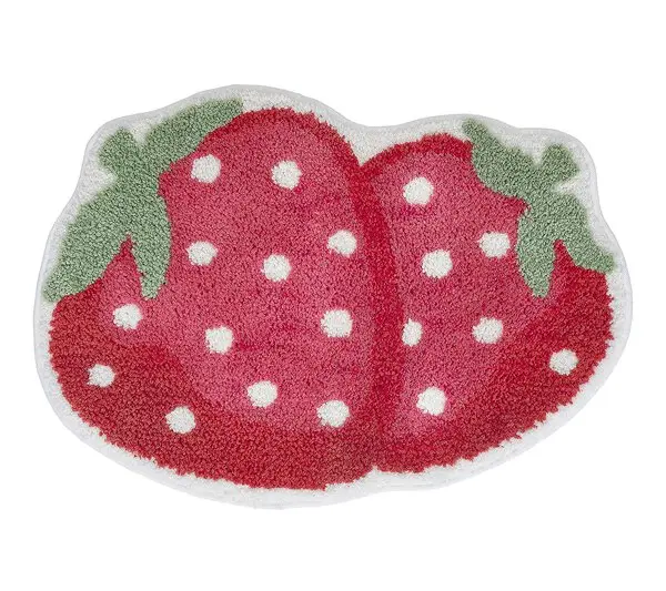 VCNY HOME Red Strawberry Shaped Tufted Bath Rug, 18' X 27 - One-color