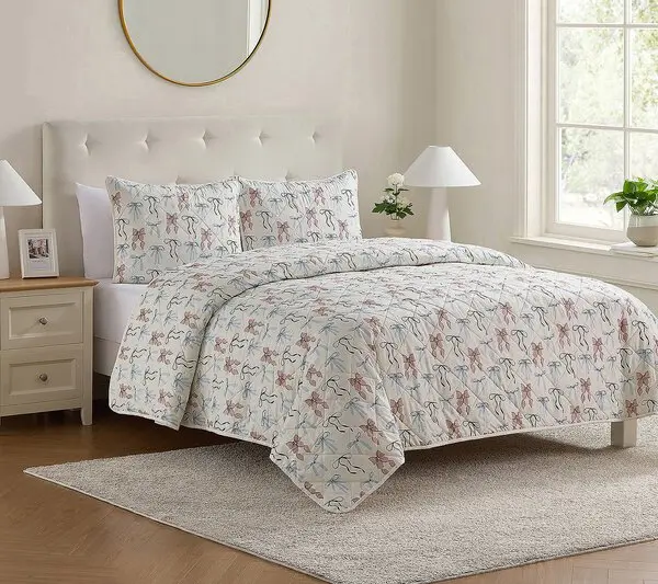 VCNY HOME Multi Ribbon Pinsonic Quilt Set, King