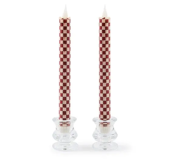 MACKENZIE-CHILDS As Is Set Of 2 Flameless Taper Candles - One-color