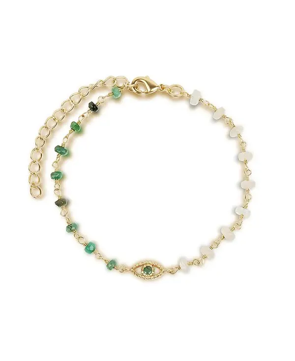 KARMA AND LUCK Opal Emerald Evil Eye Charm Bracelet - Gold/green/white