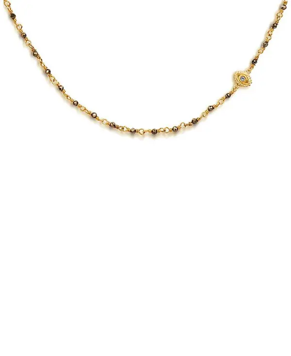 KARMA AND LUCK Pyrite Evil Eye Charm Necklace - Gold/grey