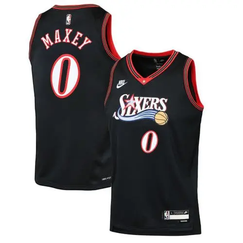 Nike Youth Tyrese Maxey Philadelphia 76ers Swingman Jerseyclassic Edition - Black