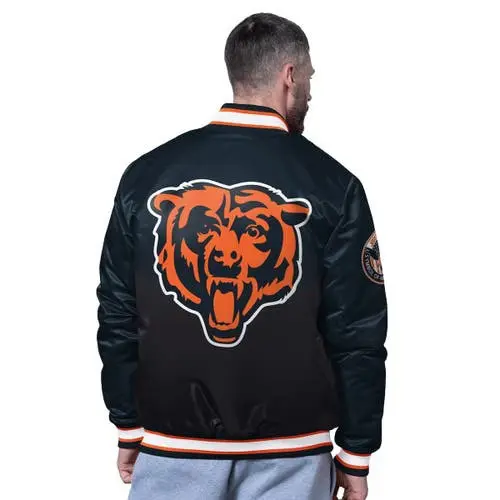 STARTER Chicago Bears Pass Rush Varsity Full-snap Jacket - Navy