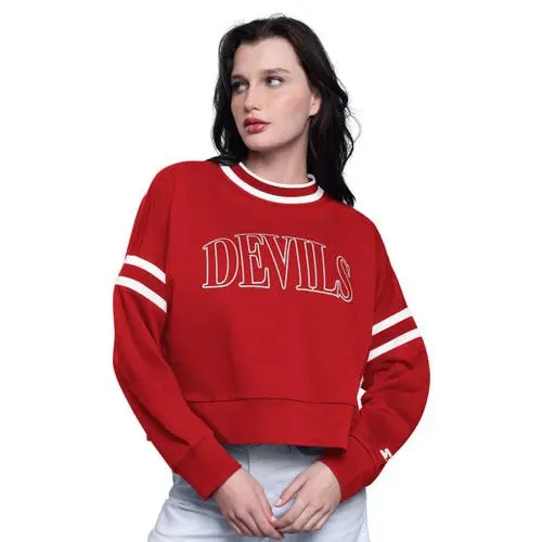 STARTER New Jersey Devils Power Play Cropped Pullover Sweatshirt