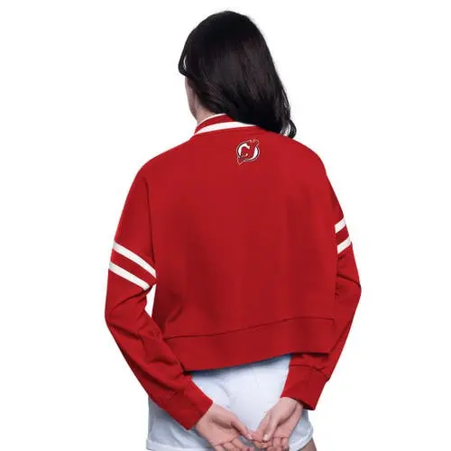 STARTER New Jersey Devils Power Play Cropped Pullover Sweatshirt