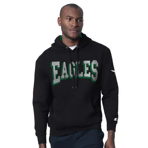 STARTER Philadelphia Eagles Thursday Night Gridiron Vintage Logo Hoodie - Black