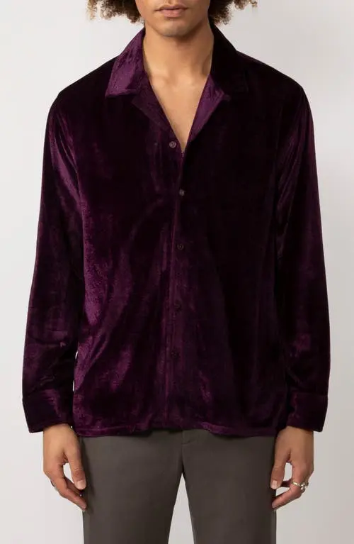 RAGA MAN Hemang Velour Button-up Shirt - Wine