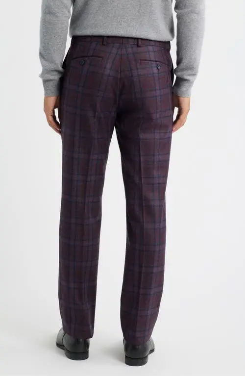 Berle Windowpane Check Merino Wool Dress Pants