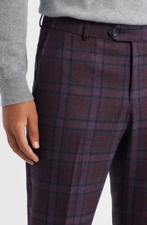Berle Windowpane Check Merino Wool Dress Pants